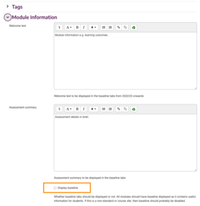 Moodle baseline (Module information) – BaL Digital