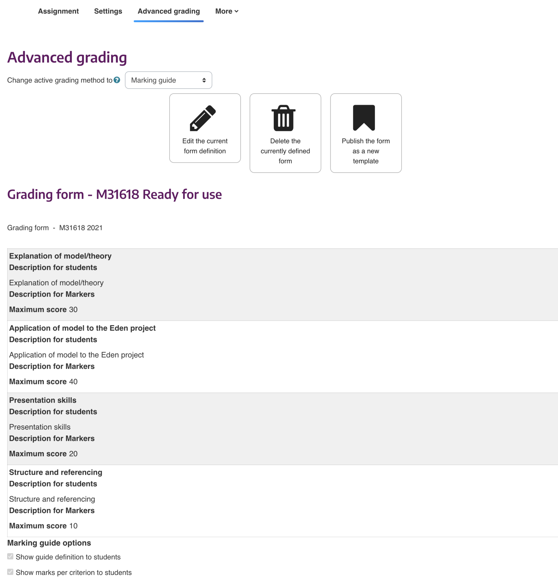 Moodle Rubric and Marking Guide – BaL Digital